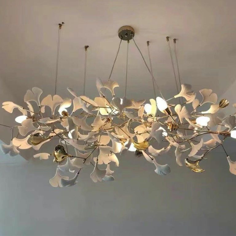 Bespoke light sculpture Ginkgo Chandelier - One Two modern lighting factory